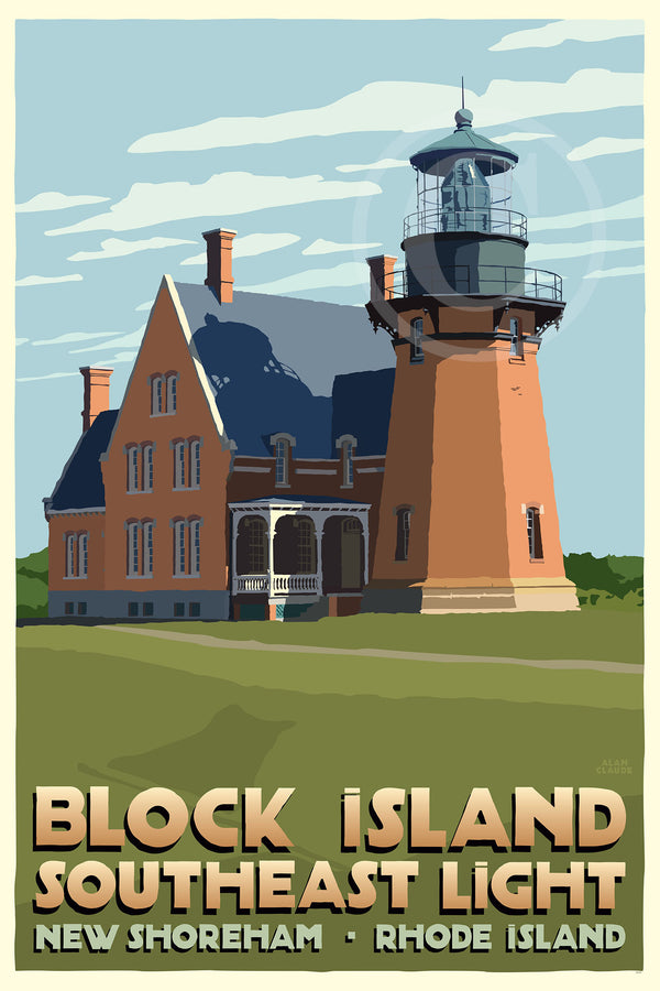 Block Island Southeast Light Art Print 24" x 36" Travel Poster By Alan ...