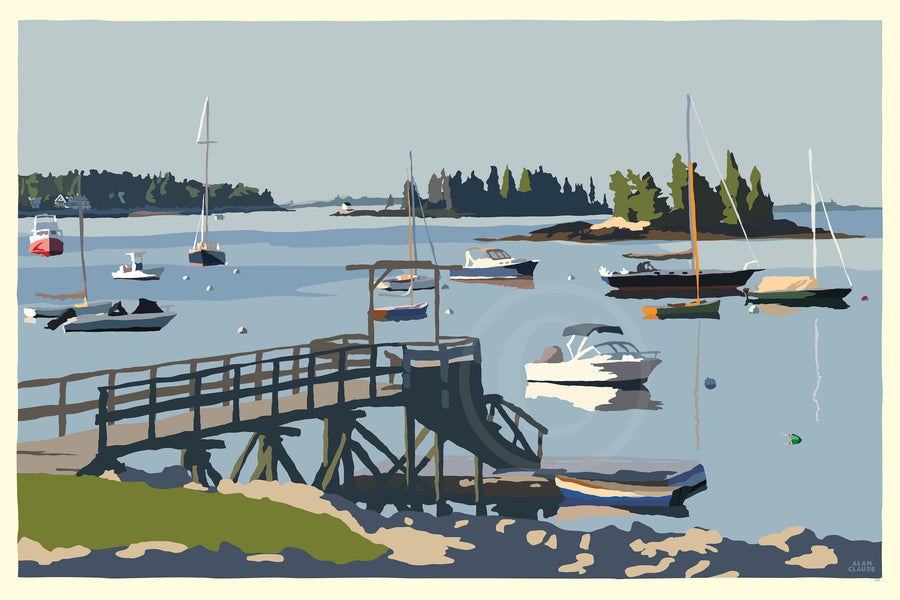 Sailboats in Boothbay Harbor - Alan Claude Gallery
