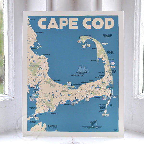 Cape Cod Map Tagged "Cape Cod Poster" - Alan Claude Gallery