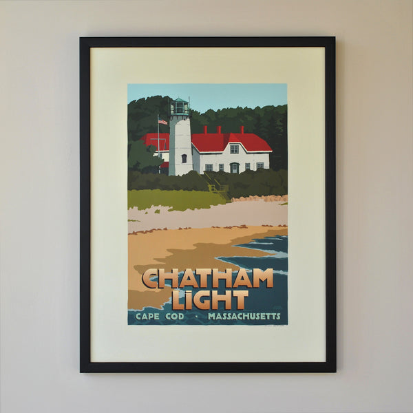 Chatham Light Art Print 18" x 24" Framed Travel Poster By Alan Claude ...