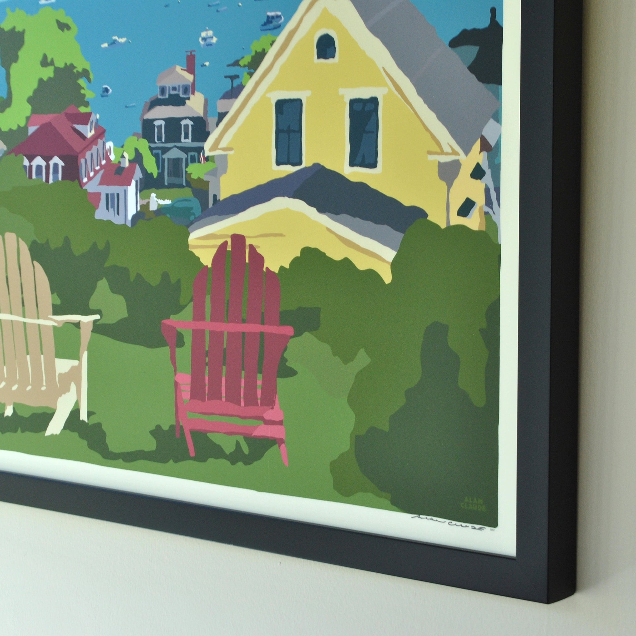 Stonington Harbor Art Print 18" x 24" Framed Wall Poster By Alan Claud ...