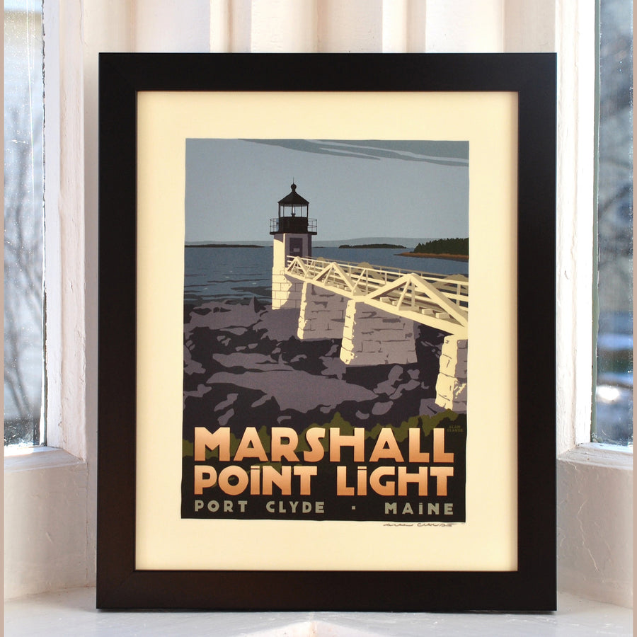 Marshall Point Light Art Print 8" x 10" Framed Travel Poster By Alan C ...