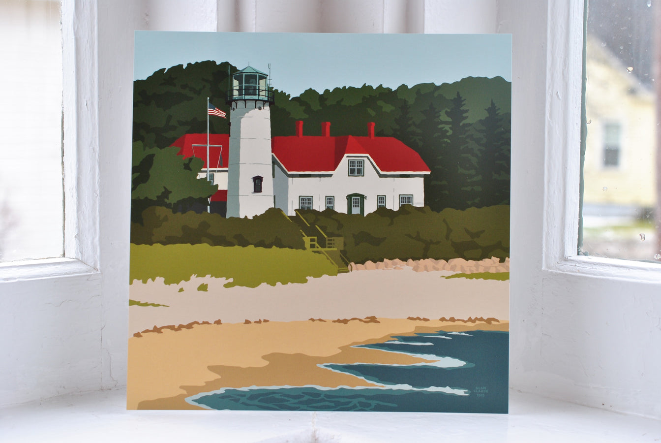 Chatham Light Art Print 8" x 8" Square Wall Poster By Alan Claude - Ma ...