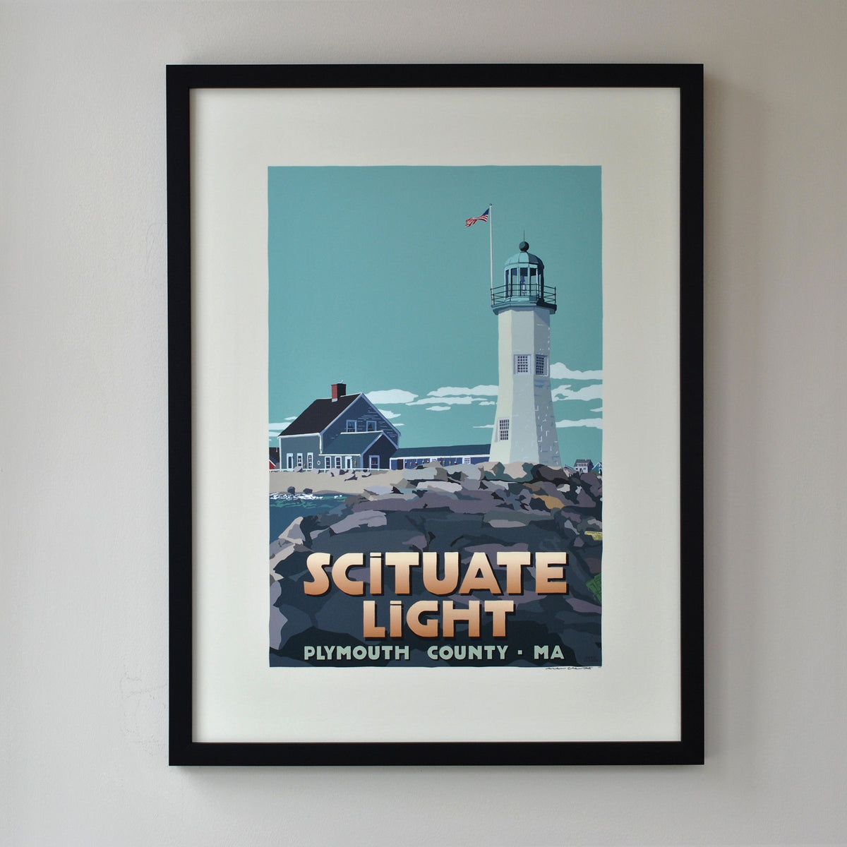Scituate Light Art Print 18" x 24" Framed Travel Poster By Alan Claude ...