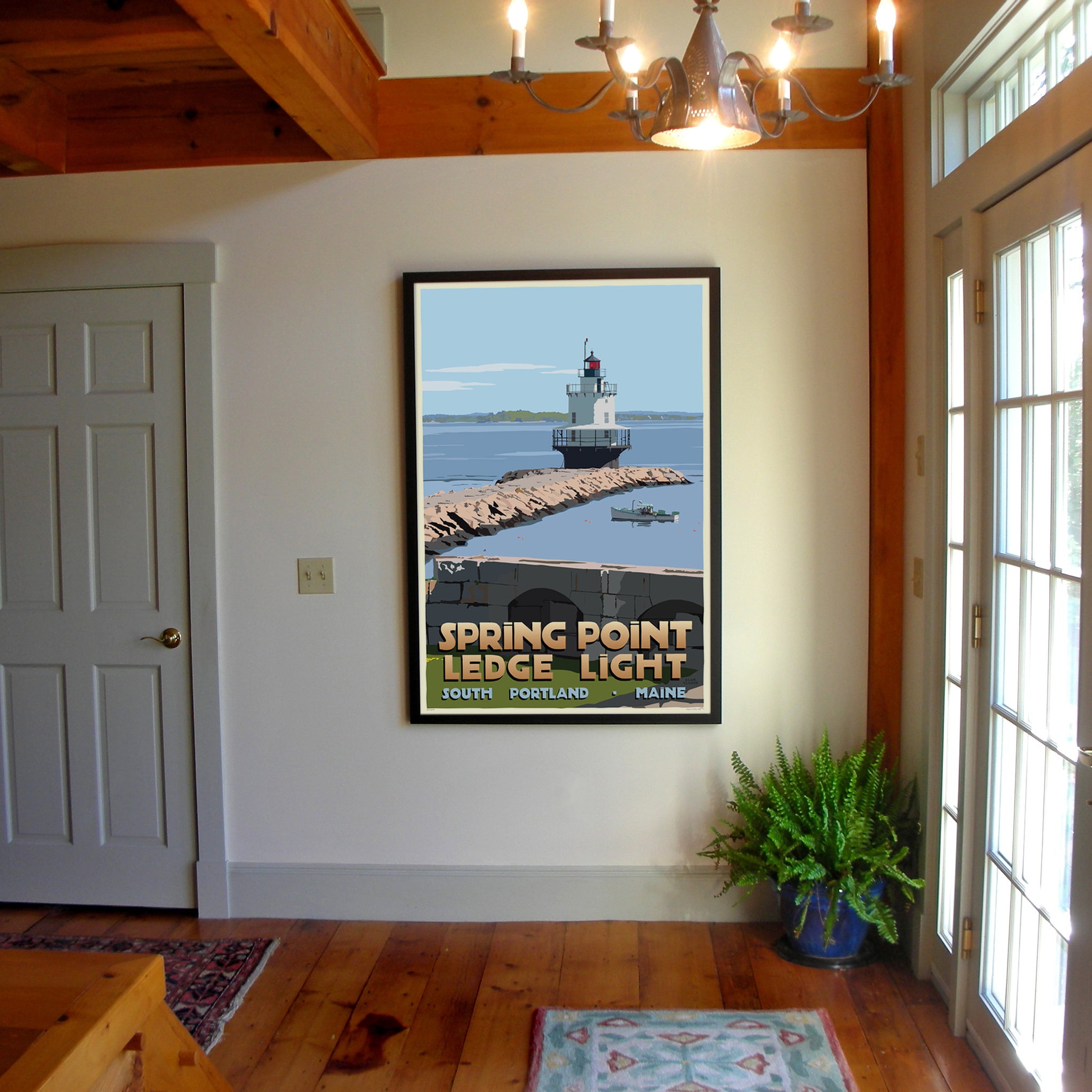 Spring Point Ledge Light Art Print 36" x 53" Framed Travel Poster By A ...